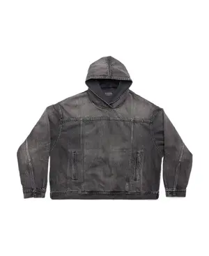 Balenciaga Grey Denim Hooded Jacket