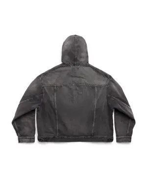Balenciaga Grey Denim Hooded Jacket