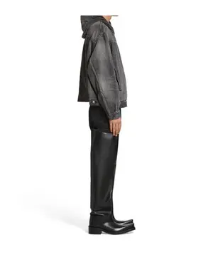 Balenciaga Grey Denim Hooded Jacket