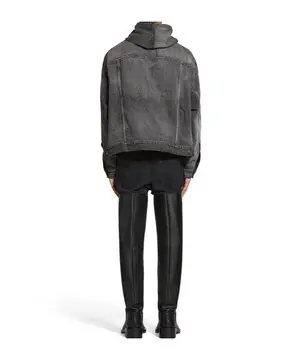 Balenciaga Grey Denim Hooded Jacket