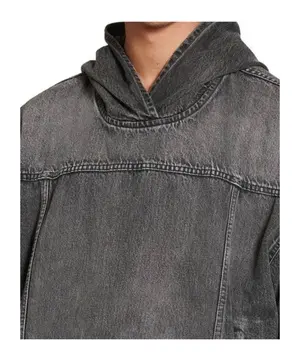 Balenciaga Grey Denim Hooded Jacket