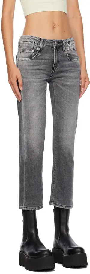 R13 Mid Rise Distressed Edge Jeans