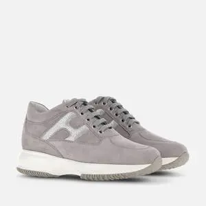 Hogan Interactive Round Toe Lace-up Sneakers - Grey