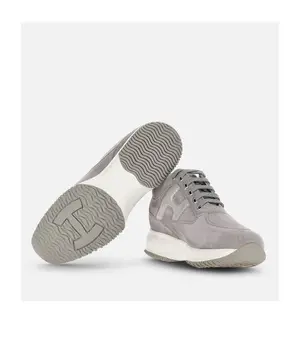 Hogan Interactive Round Toe Lace-up Sneakers - Grey