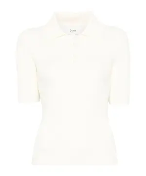 DUNST Ribbed-knit Polo Top
