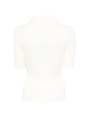 DUNST Ribbed-knit Polo Top