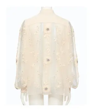 Valentino Garavani Collared Long-sleeved Embroidered Shirt