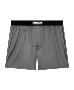 TOM FORD Logo-waistband Stretched Satin Boxers - Gray