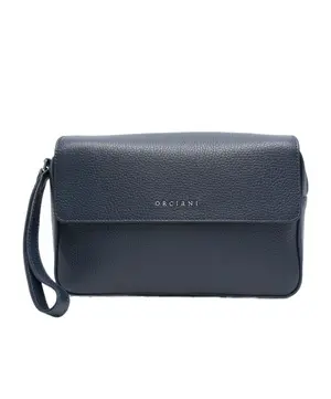 ORTIGNI Logo Clutch With Wrist Strap - Navy