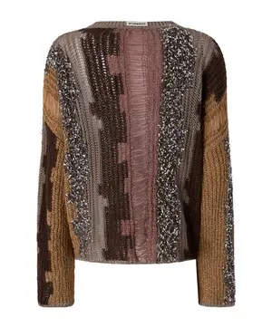 Pinko Sequin Distressed Striped Jumper