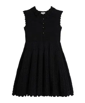 Celine Mini Dress In Cotton Crochet With Ruffled Collar