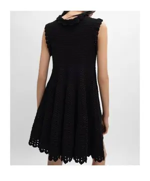 Celine Mini Dress In Cotton Crochet With Ruffled Collar