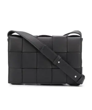 Bottega Veneta Cassette Intreccio Crossbody Bag - Black