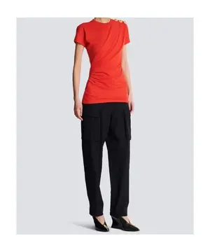 Balmain Short-sleeved Draped Jersey T-shirt