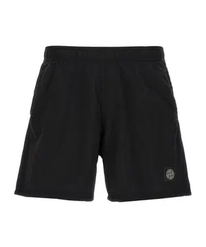 Stone Island Logo Patch Swim Shorts - Black
