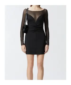 Pinko Tulle Plunging-neck Mini Dress