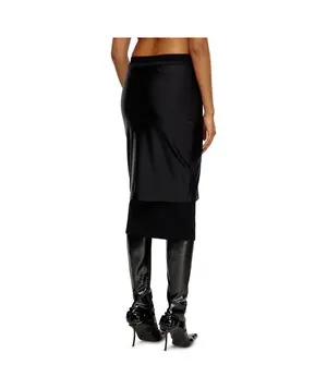 DIESEL® M-rossy Stretched Midi Pencil Skirt With Embroidered Hem