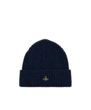VIVIENNE WESTWOOD Logo Embroidered Beanie - Black