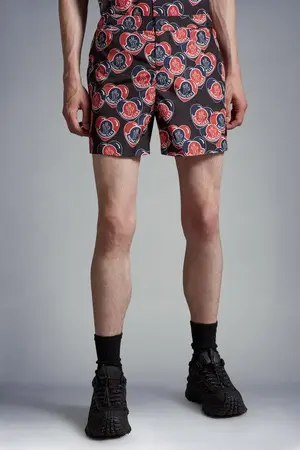 Moncler Logo Print Swim Shorts