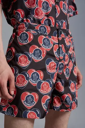 Moncler Logo Print Swim Shorts