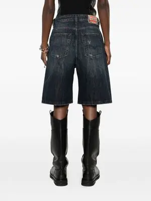 DIESEL® Denim Shorts With Belt Loops And Distressed Details