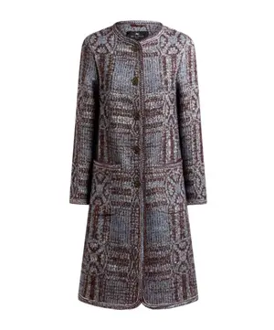 Etro Bouclé Jacquard Coat With Pegaso Buttons