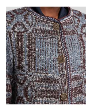Etro Bouclé Jacquard Coat With Pegaso Buttons