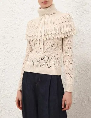 Zimmermann Hypnotic Ruffled Collar Sweater
