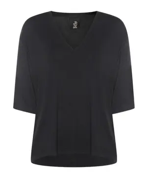THOM KROM Short Sleeve V-neck Blouse With Dropped Shoulders