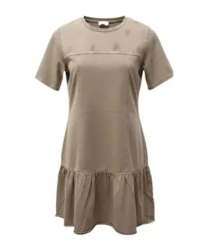 Liu Jo Round Neck Short Sleeve Dress With Ruffled Hem