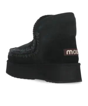 Mou Shearling Stitch Ankle Boots - Black