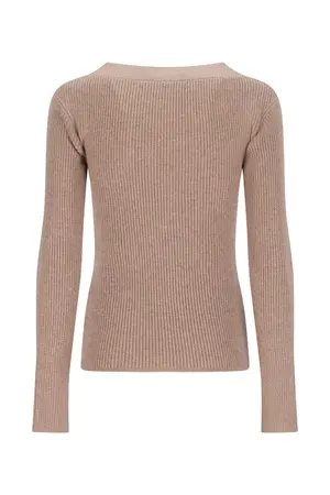 Max Mara Ribbed V-neck Cardigan - Sand