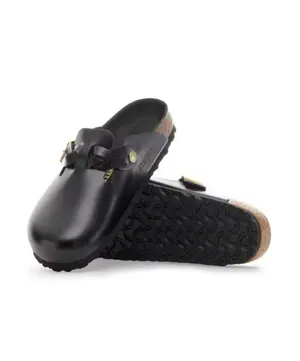 BIRKENSTOCK Boston Braided Buckled Clogs - Black