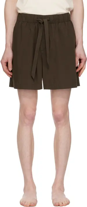 TEKLA Poplin Pyjama Shorts - Brown