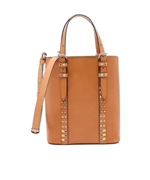Valentino Garavani Studded Leather Shoulder Bag - Brown