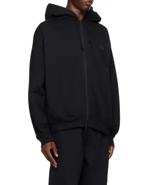 Y3 Zip-up Hooded Jacket With Embellished Chest