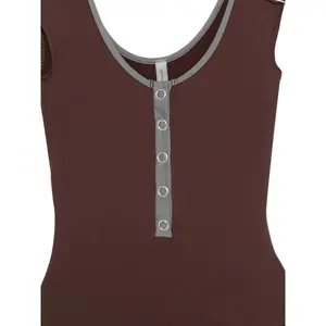Gimaguas Sleeveless V-neck One-piece Swimsuit With Button Detail