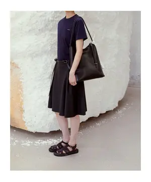 LOW CLASSIC Flared Midi Skirt With Belted Waist