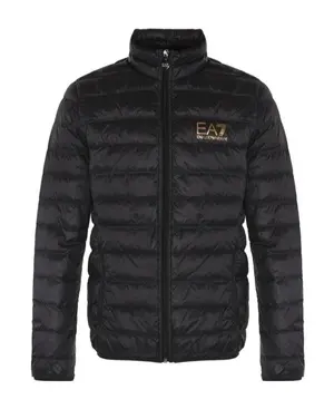 EA7 Quilted Zip-up Down Jacket With Stand Collar - No