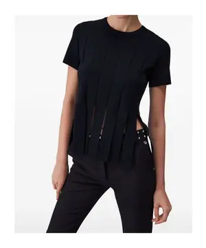 Liu Jo Short-sleeve Knitted Sweater With Fringe Detail
