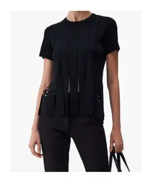Liu Jo Short-sleeve Knitted Sweater With Fringe Detail