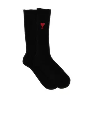 AMI Paris Logo Embroidered Ribbed 3-pack Socks