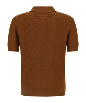 Zegna Open Collar Knitted Polo Shirt