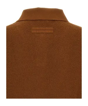 Zegna Open Collar Knitted Polo Shirt
