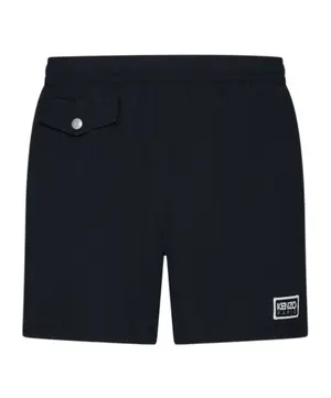 Kenzo Logo Patch Swim Trunks - Black