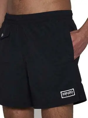 Kenzo Logo Patch Swim Trunks