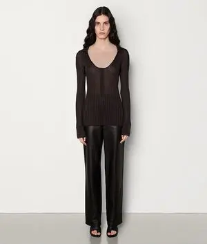 Bottega Veneta Long Sleeve Ribbed Knit Pullover