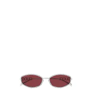 Gucci Oval Embellished Logo Sunglasses - Silver