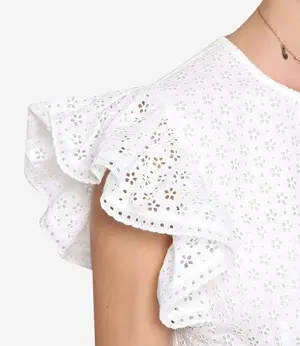 Philosophy Di Lorenzo Serafini Broderie Anglaise Cropped Blouse