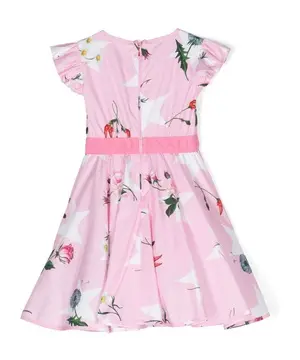 Monnalisa Floral Printed Star Poplin Dress